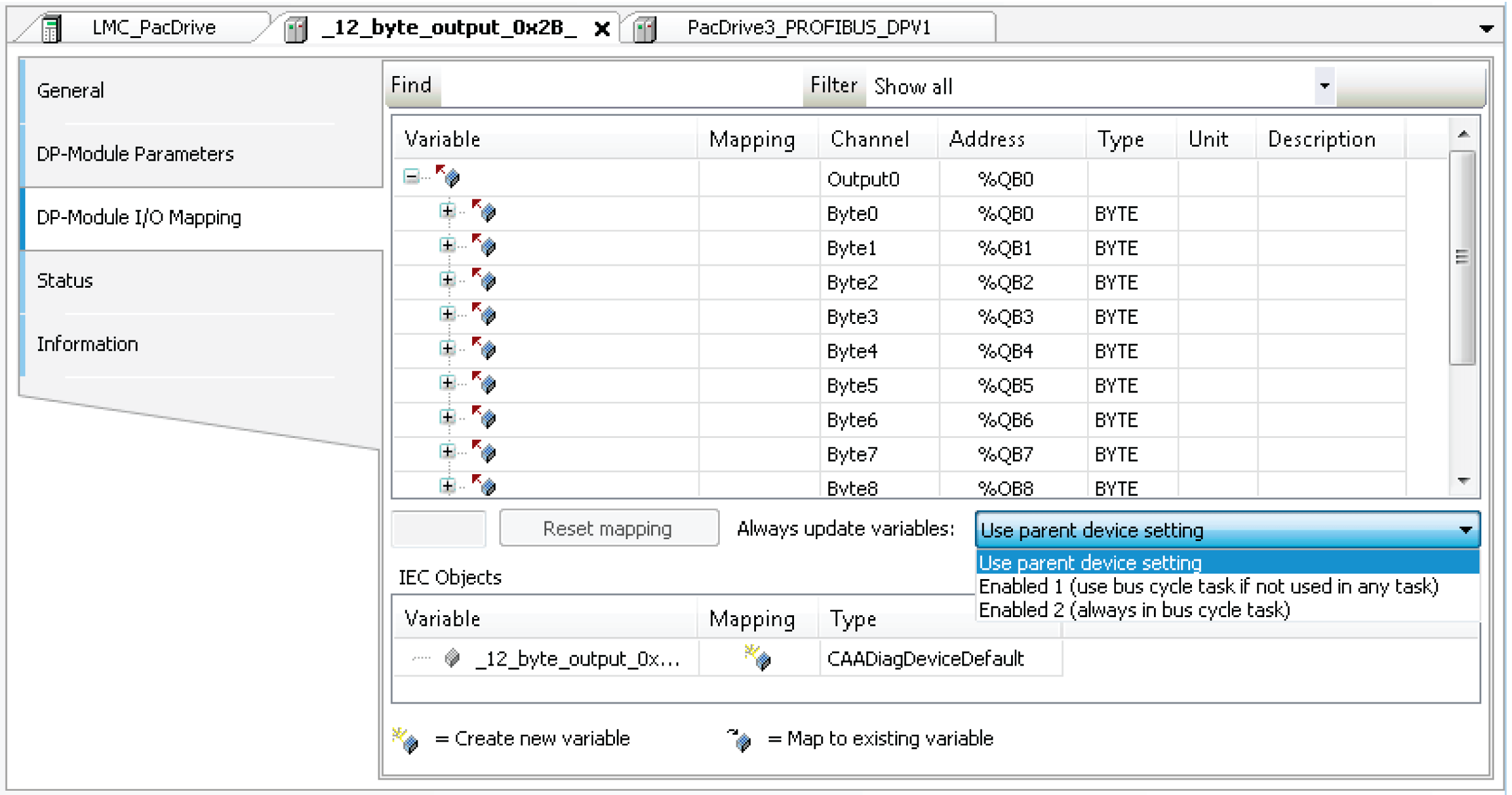 Configuration of the Fieldbus